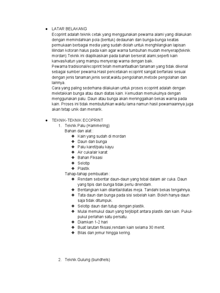 Teknik dan Proses Ecoprint Kain | PDF