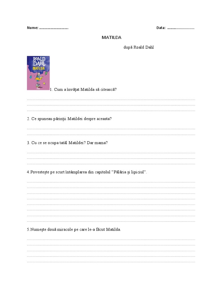 Fisa de Lectura Matilda | PDF