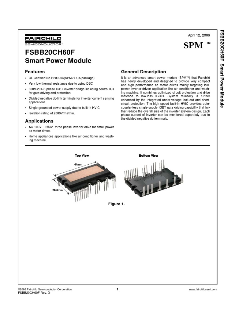 FSBB20CH60F: Smart Power Module | PDF | Power Inverter | Capacitor