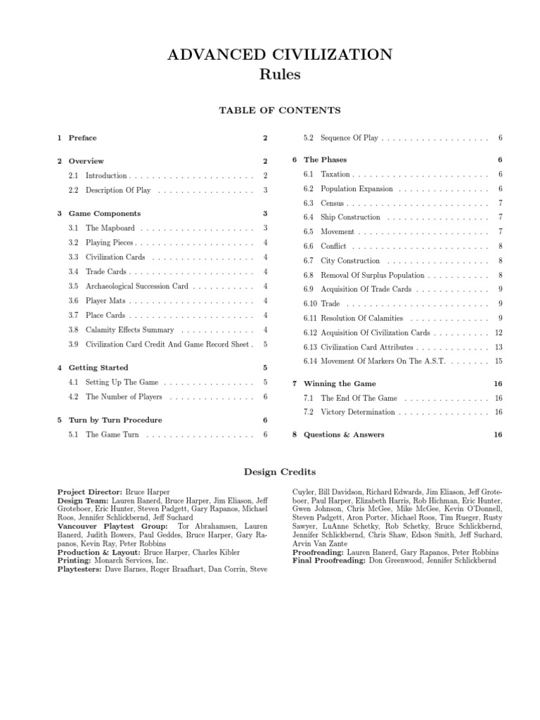 A Guide to Advanced Civilization: Rules and Strategies for a Revised ...