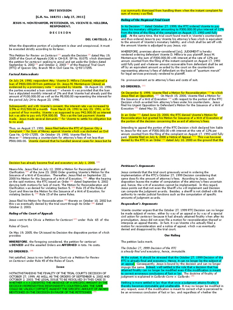 Jesus M. Montemayor, Petitioner, vs. Vicente D. Millora, Respondent ...