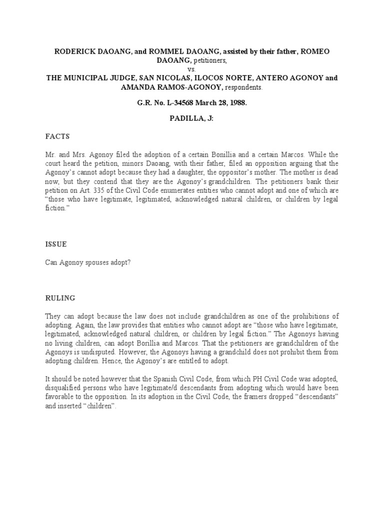 RODERICK DAOANG, and ROMMEL DAOANG, Assisted by Their Father, ROMEO ...