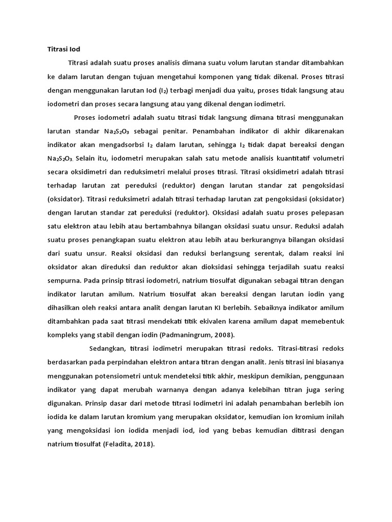 Titrasi Iod: Iodometri dan Iodimetri | PDF | Sains & Matematika