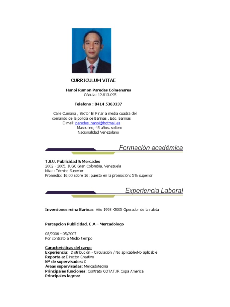 Curriculum Vitae | PDF | Venezuela | Marketing