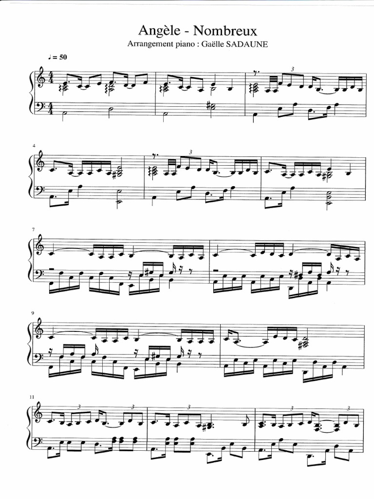 Angèle Nombreux Piano | PDF