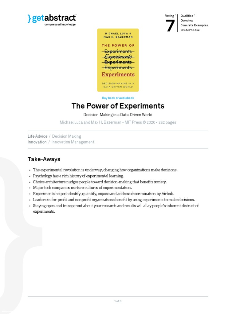 The Power of Experiments Luca en 39145 | PDF | Experiment | Psychology