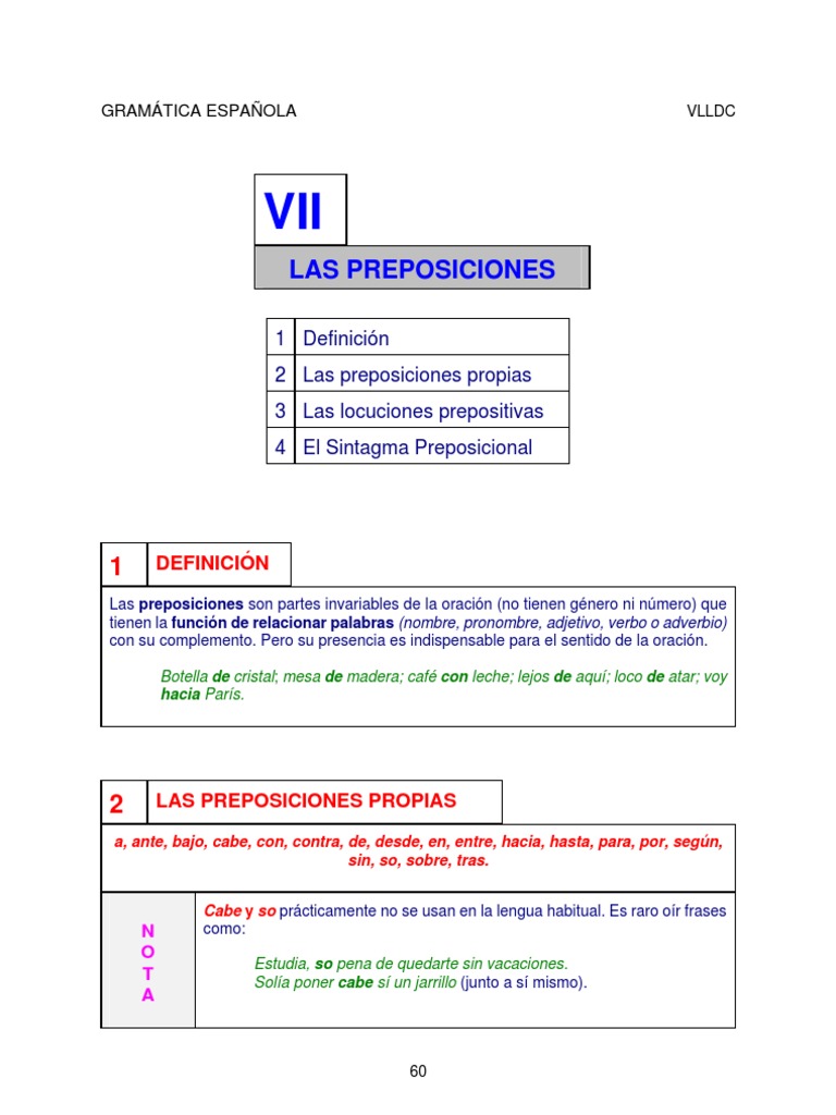 Preposiciones Definicion | PDF | Preposición y Postposición | Semiótica