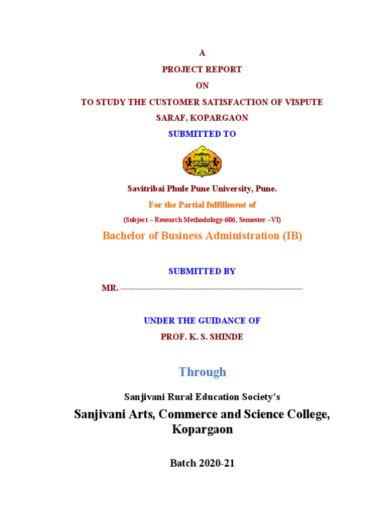 Fomt Pages of RM Project | PDF | Customer Satisfaction | Customer