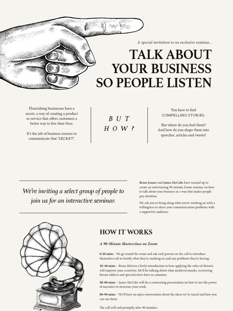Talk About Your Business Seminar | PDF | Storytelling | Communication