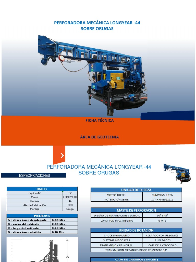 Technical specifications and overview of the Longyear 44 mechanical ...
