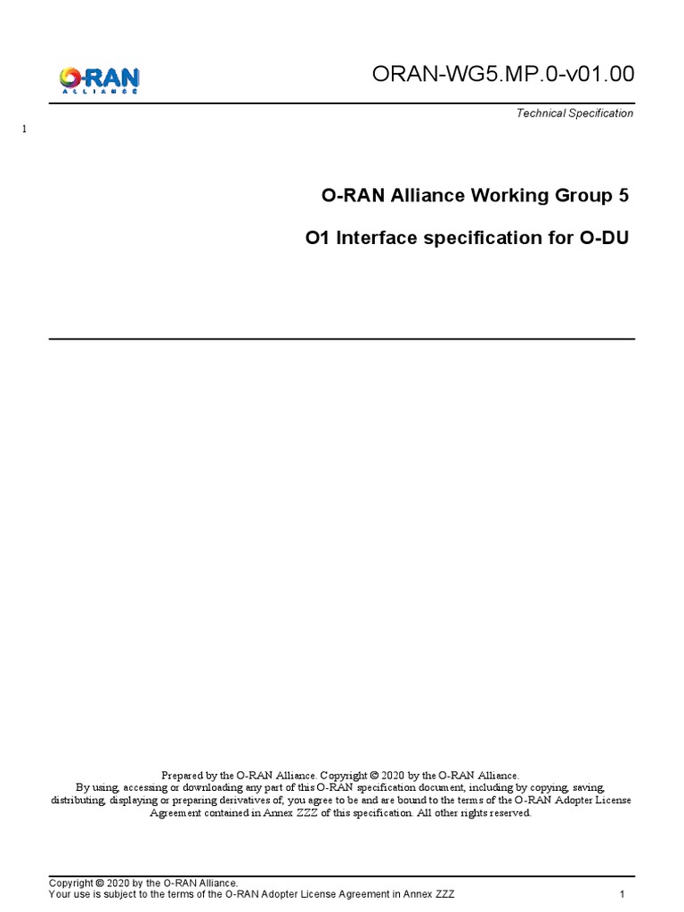 ORAN-WG5.MP.0-v01.00: O-RAN Alliance Working Group 5 O1 Interface ...