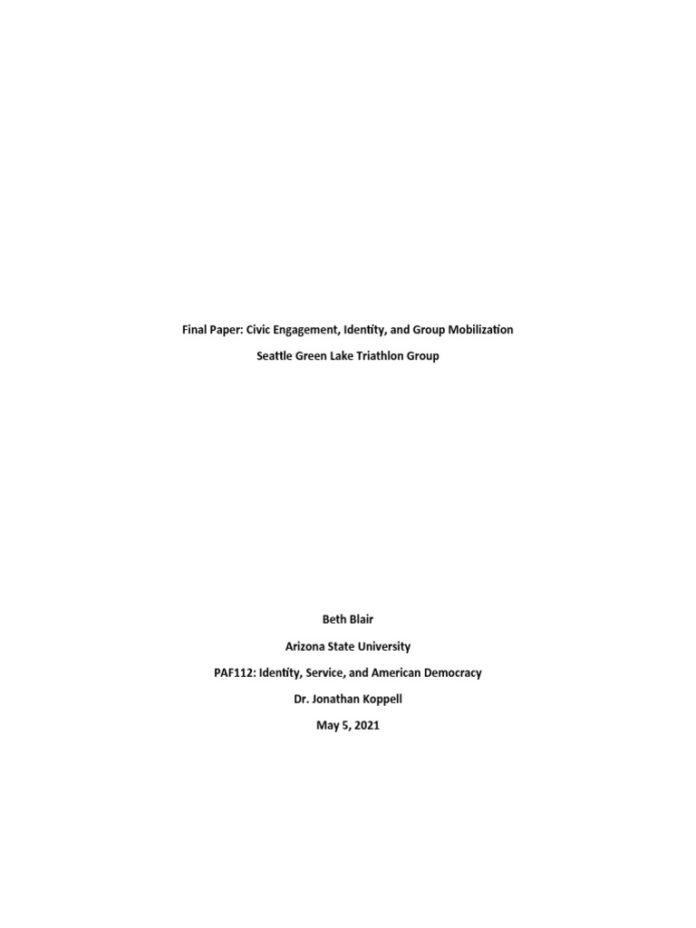 Beth Blair Final Paper SGLTG | PDF | Triathlon | Human Nature