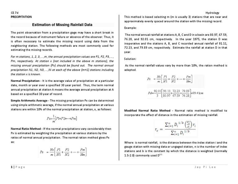 Rainfall Data Estimation Guide | PDF | Precipitation | Teaching Mathematics