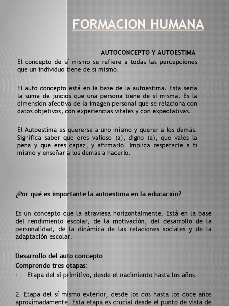 Formacion Humana | PDF | Autoestima | Las emociones