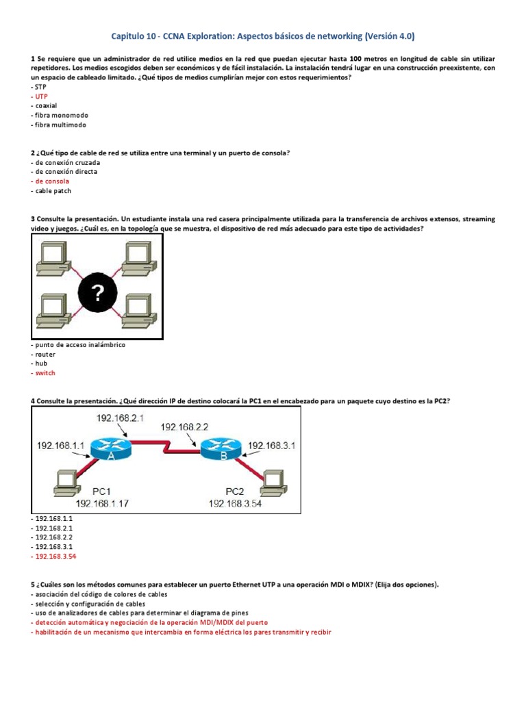 Ccna 1 Capitulo 10 By Mosh Pdf Enrutador Computación Conmutador