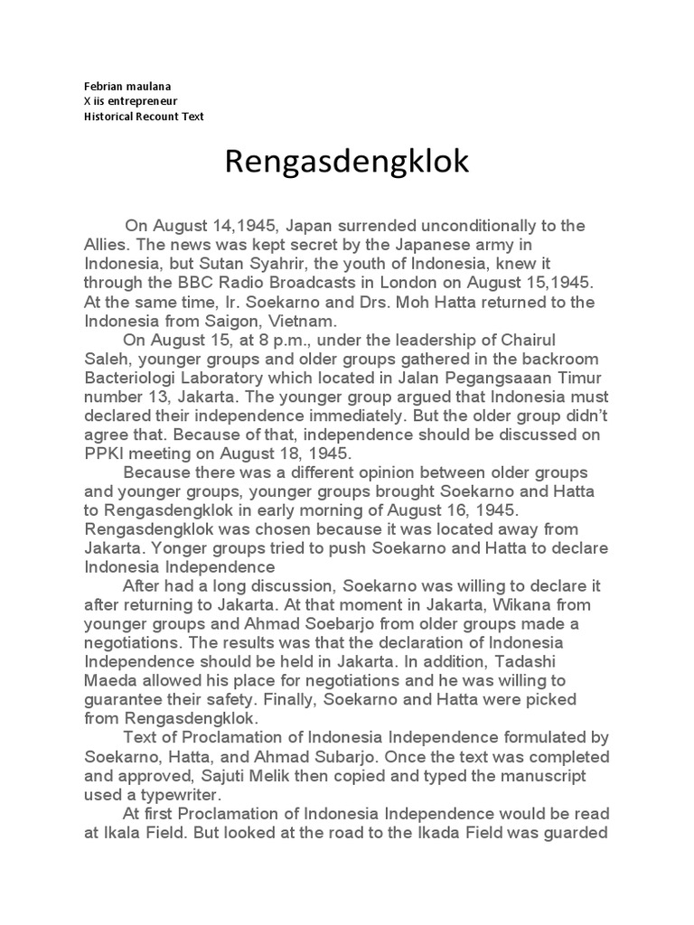 Historical Recount Text - Febrian Maulana | PDF | Politics Of Indonesia ...