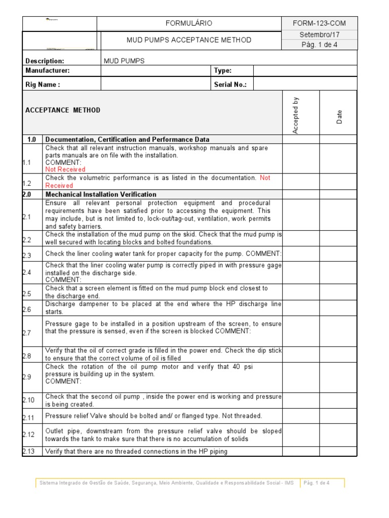 FORM-123-COM - Mud Pump Assessment and Functional Testing Method | PDF ...