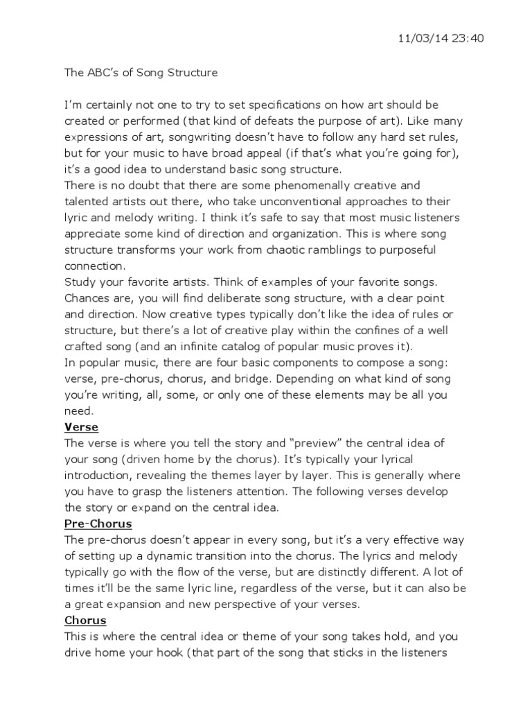 The ABC's of Song Structure | PDF | Song Structure | Musical Forms