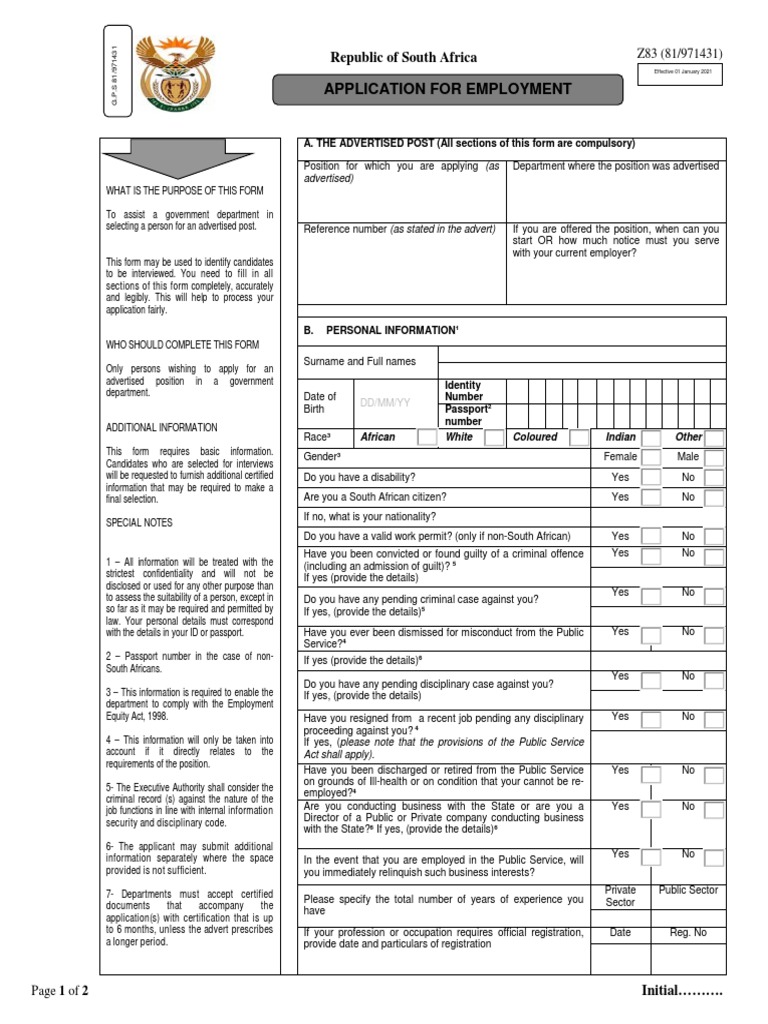 Editable Approved New Z83 Form Gazetted 6 Nov 2020 | PDF | Justice ...