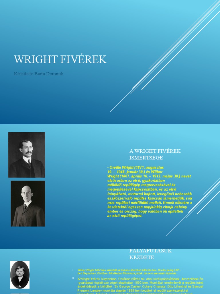 Wright Fivérek: Készítette:Barta Dominik | PDF