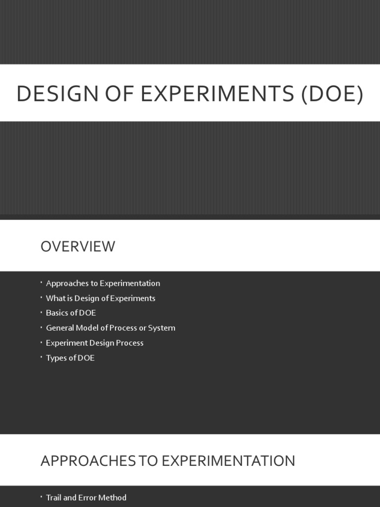 Overview of Design of Experiments (DOE) | PDF | Design Of Experiments ...