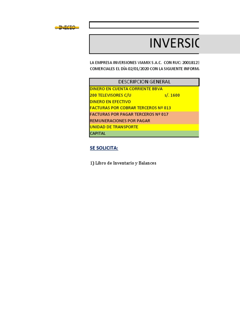BALANCE INICIAL Formato Vacio | PDF | Economias | Business