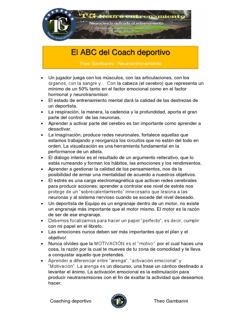 1.el Abc Del Coaching Deportivo | PDF | Cerebro | Las emociones