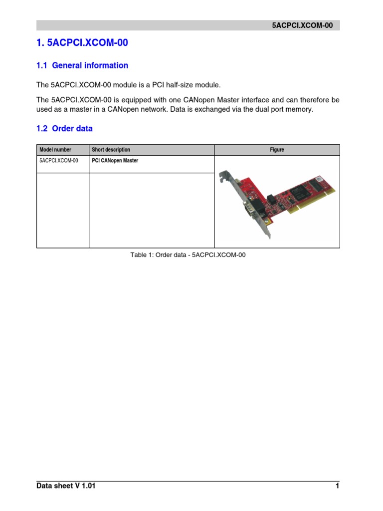5ACPCI - XCOM-00: 1.1 General Information | Download Free PDF | Manufactured Goods | Computing