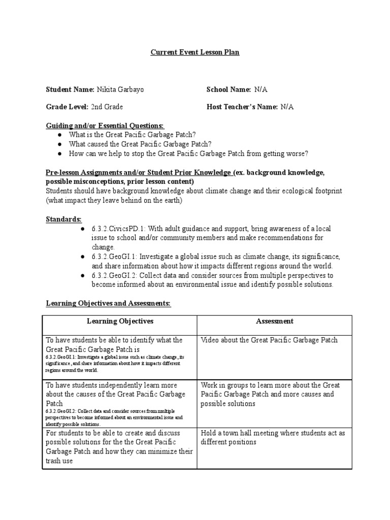 Current Event Lesson Plan | PDF | Lesson Plan | Classroom