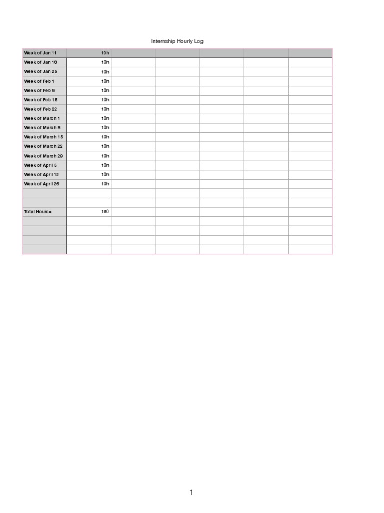 Internship Hourly Log | PDF | Language Arts & Discipline