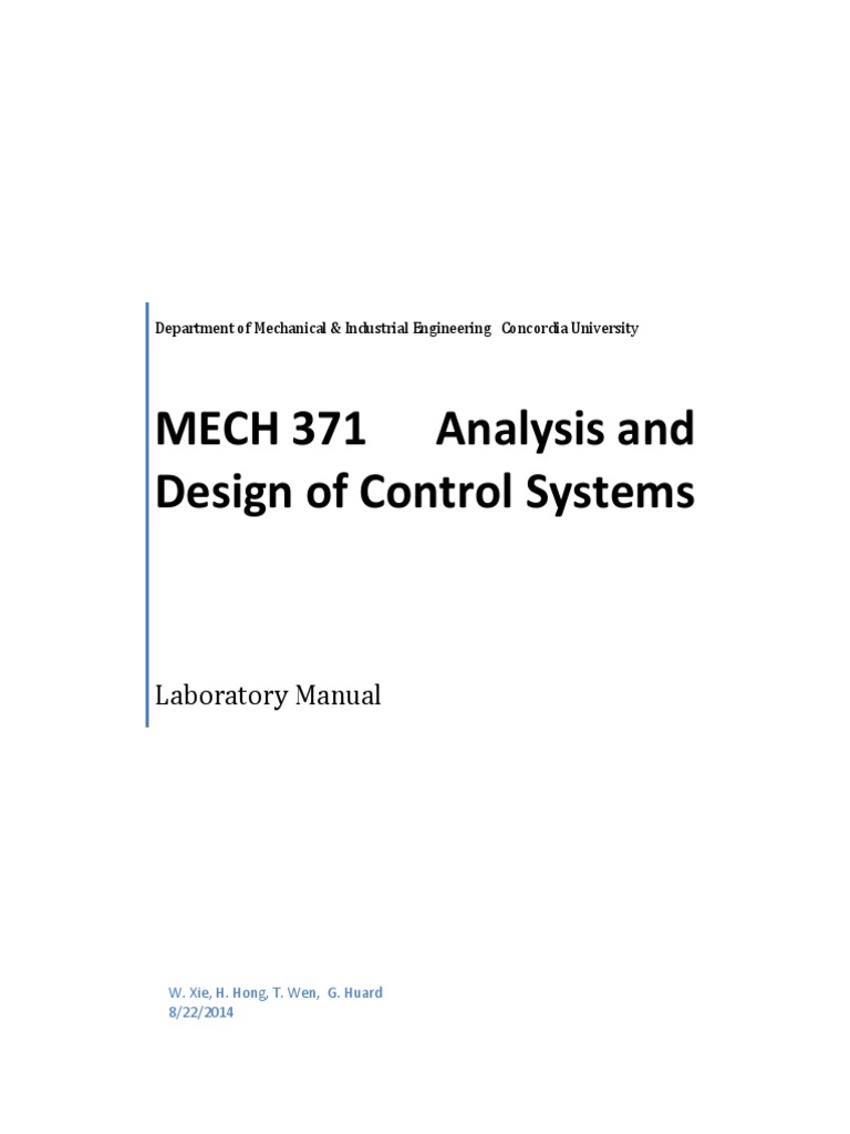 Control Systems Lab Manual MECH 371 | PDF | Operational Amplifier ...