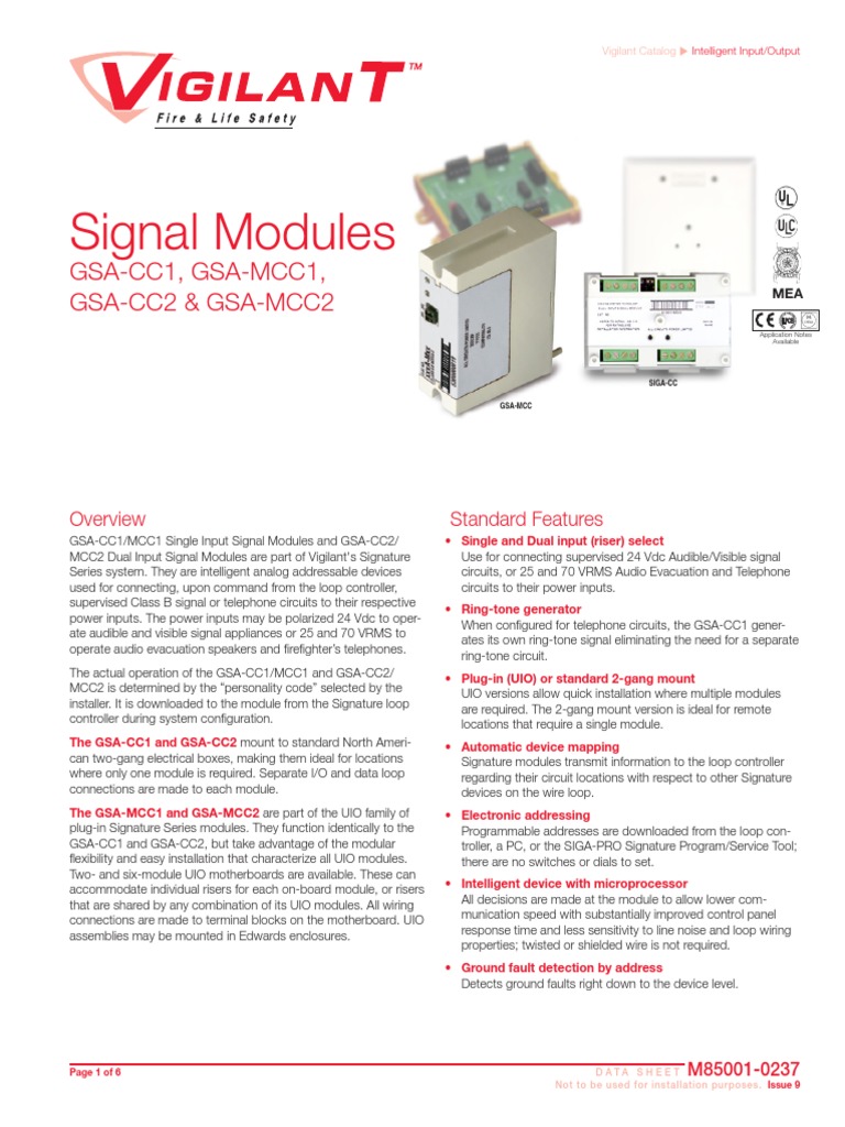 Signal Modules: GSA-CC1, GSA-MCC1, Gsa-Cc2 & Gsa-Mcc2 | PDF | Telephone ...