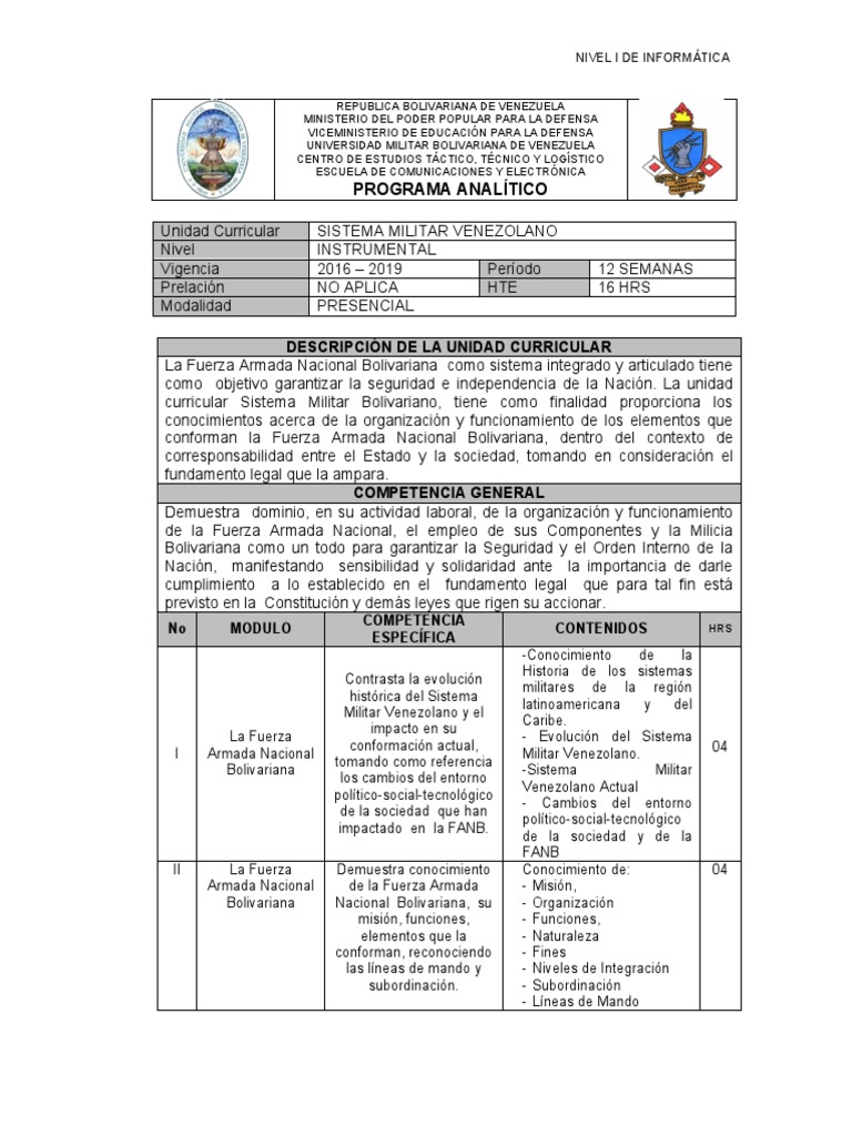 PROGRAMA ANALITICO INFORMATICA Reparado | PDF | Evaluación | Agitación