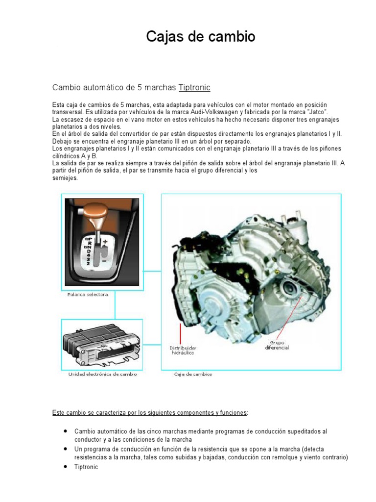 Cajas de Cambio Tiptronic | PDF | Transmisión automática | Transmisión ...