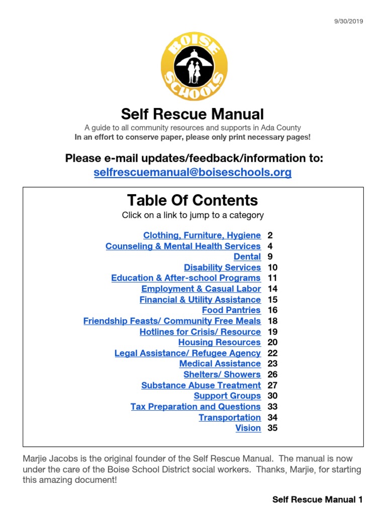 Self Rescue Manual Shared | PDF | Medicaid | Psychotherapy