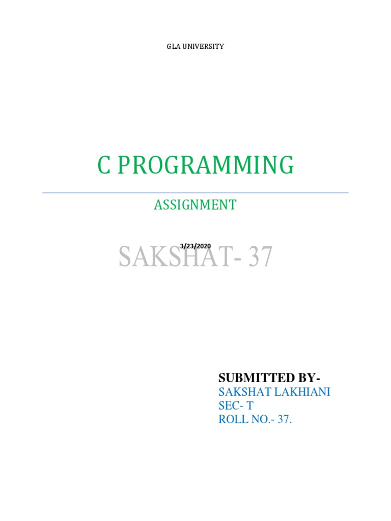 C Assignment 1 Array Pdf Array Data Structure Software Engineering