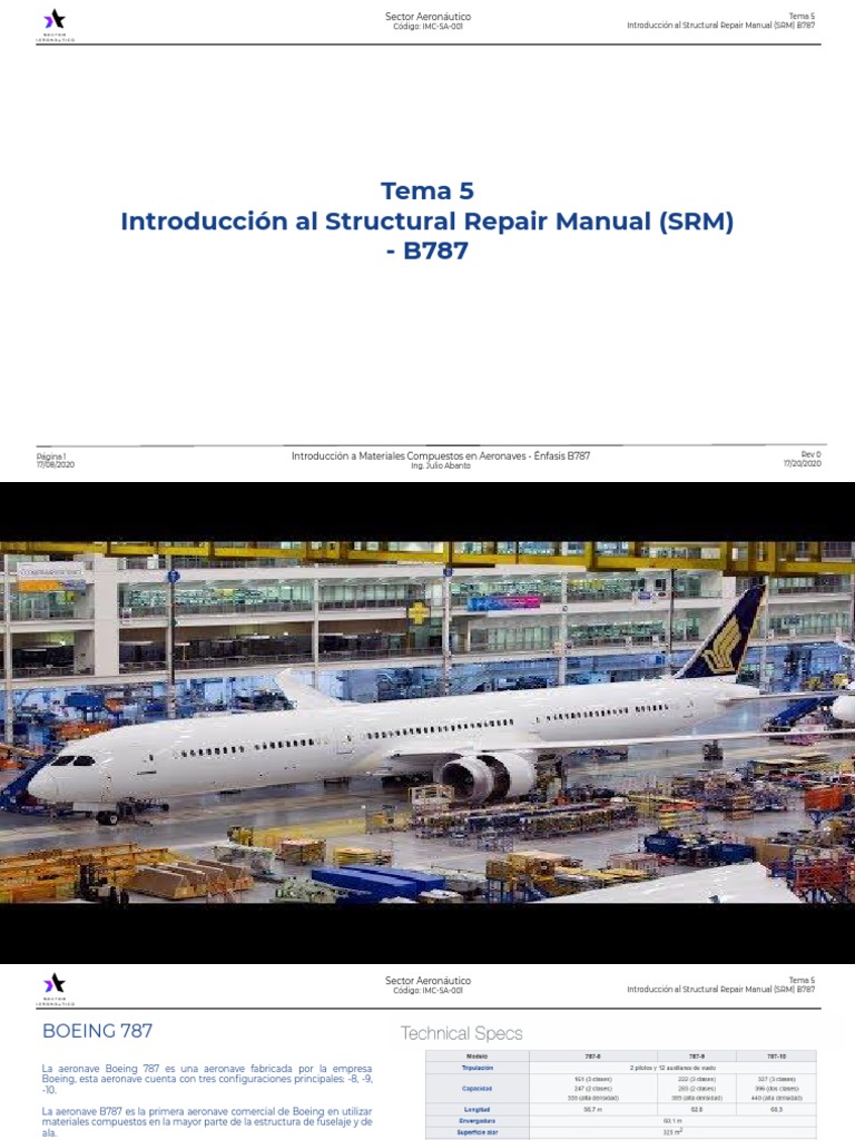 Tema 5 - Introducción Al Structural Repair Manual (SRM) - B787 | PDF | Ala | Spar (Aeronáutica)