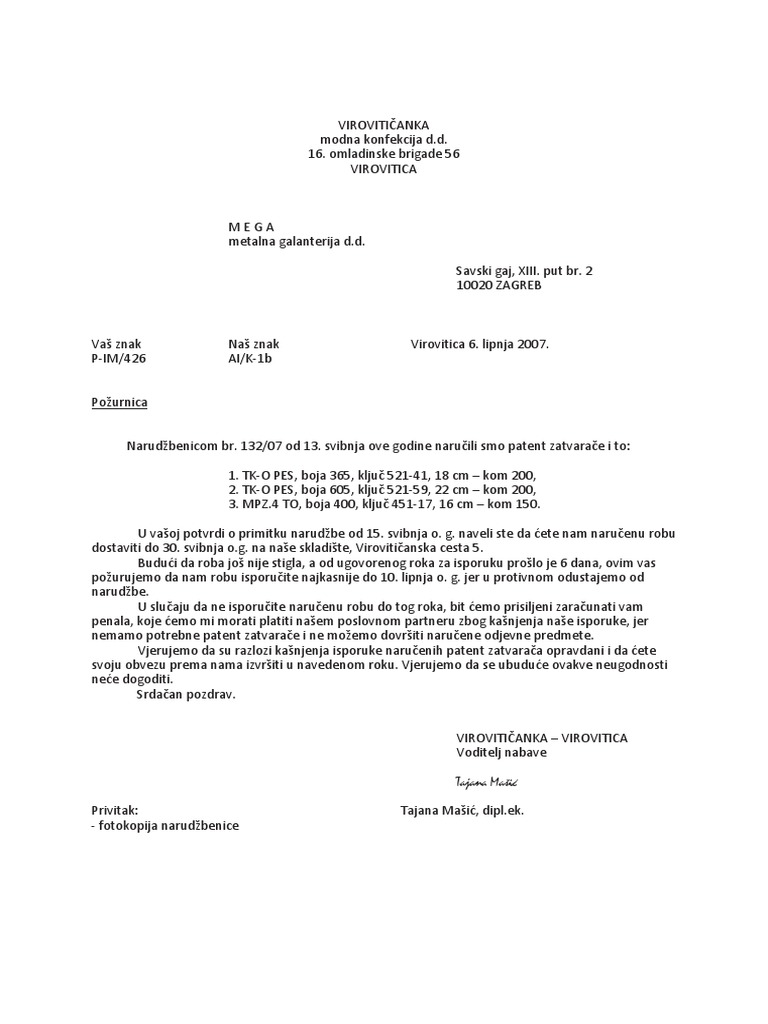 Požurnica - Primjer | PDF