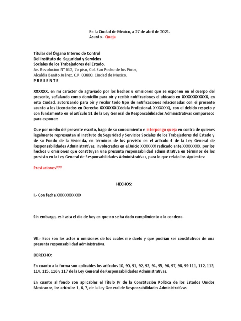 Formato QUEJA OIC | PDF | Gobierno | Justicia
