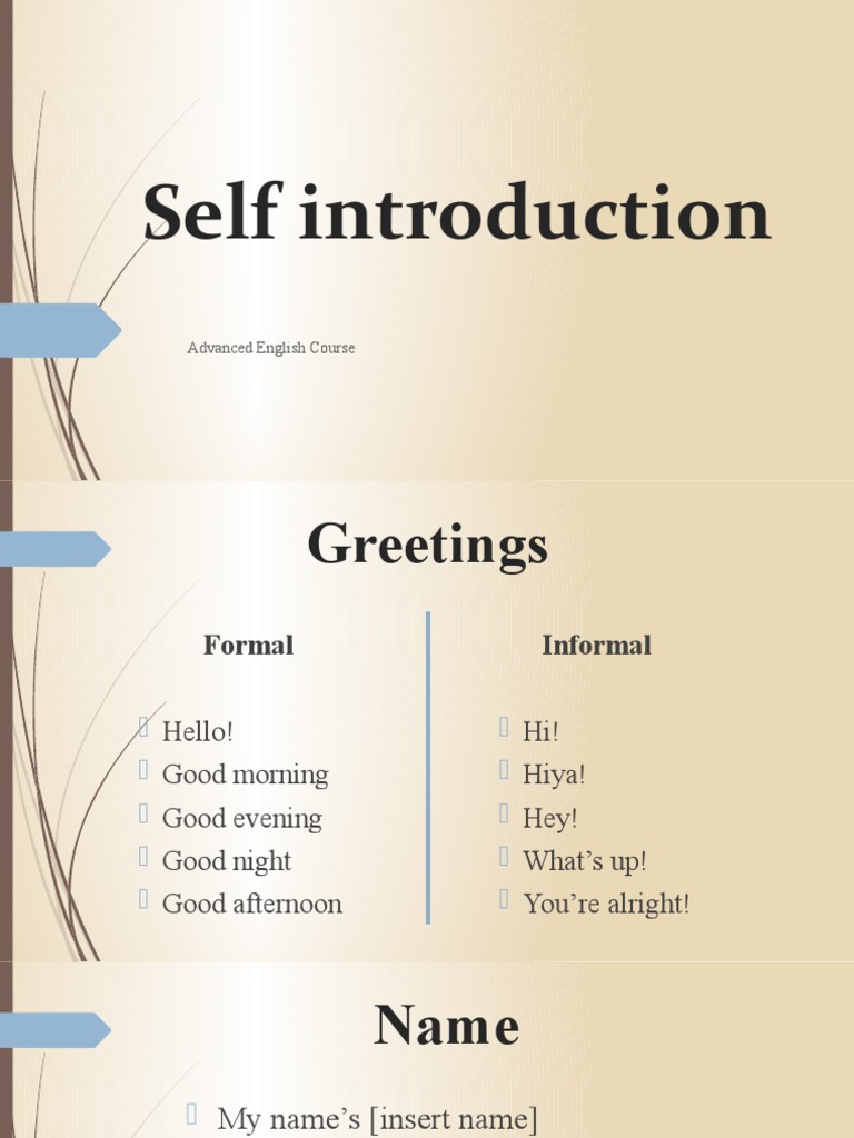 Self Introduction: Advanced English Course | Download Free PDF ...