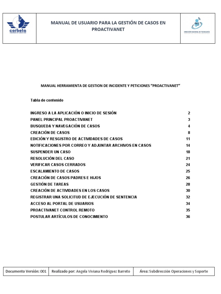 Manual de Uso ProactivaNet | PDF | Archivo de computadora | Software