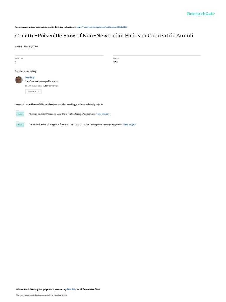 Couette-Poiseuille Flow of Non-Newtonian Fluids in | PDF | Fluid ...