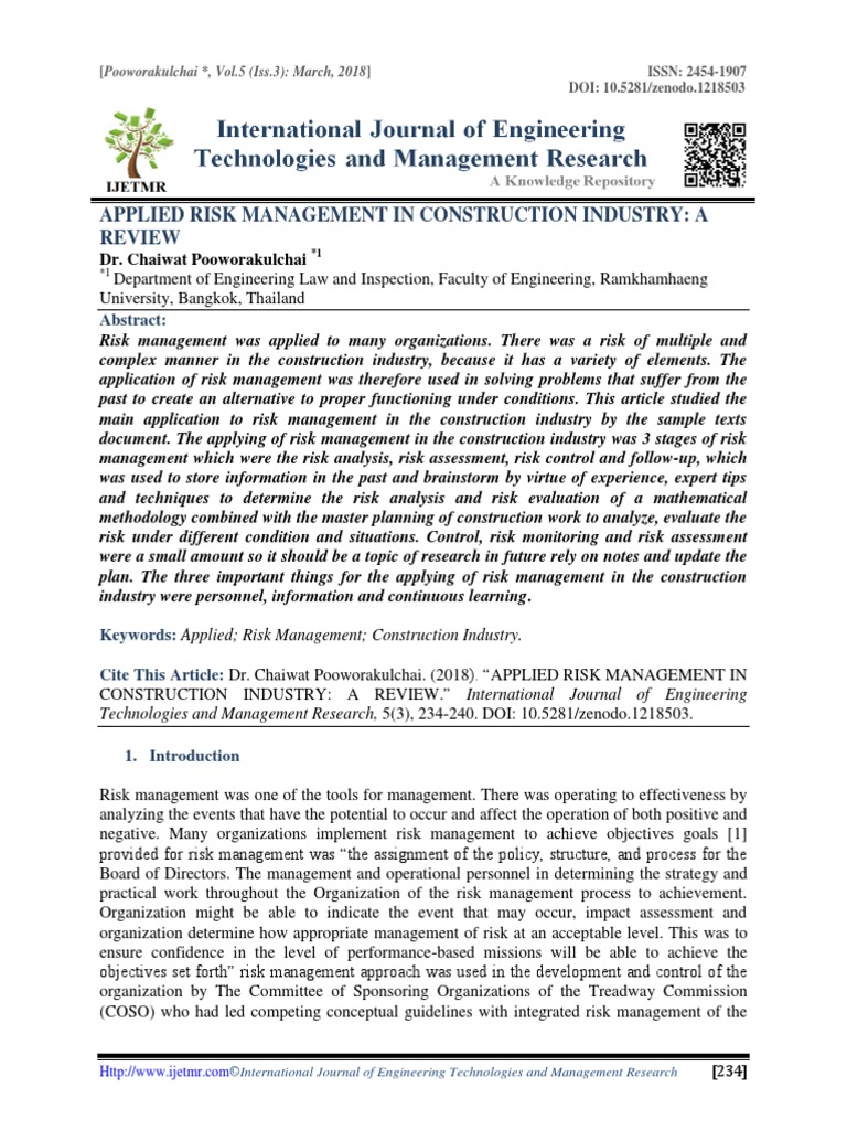 Applied Risk Management in Construction | Download Free PDF | Risk ...