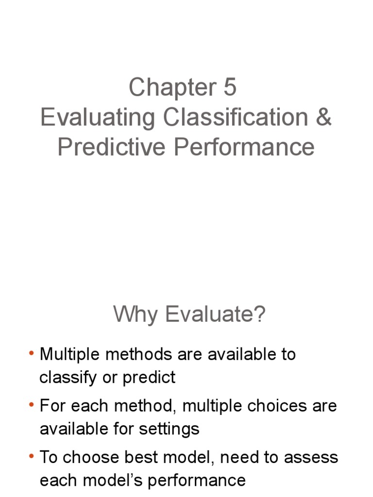 Chap5 Evaluating Performance | PDF | Sensitivity And Specificity | Receiver Operating Characteristic
