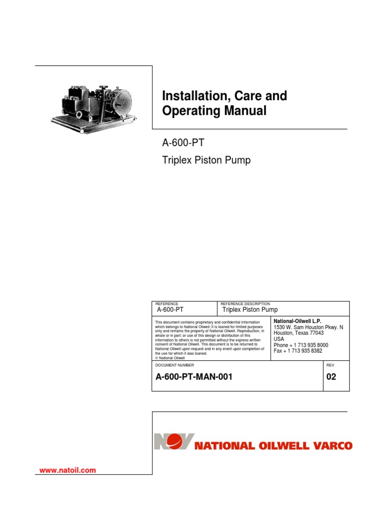 Install, Care and Operate Triplex Pump Manual | PDF | Valve | Piston