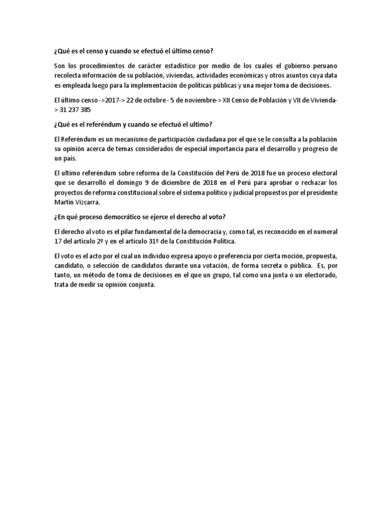 Qué Es El Censo y Cuando Se Efectuó El Último Censo | PDF