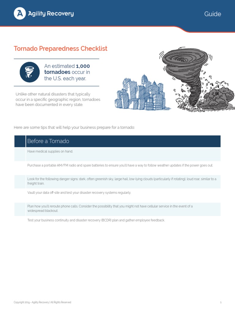 Agility Recovery Tornado Preparedness Checklist | PDF | Tornadoes ...
