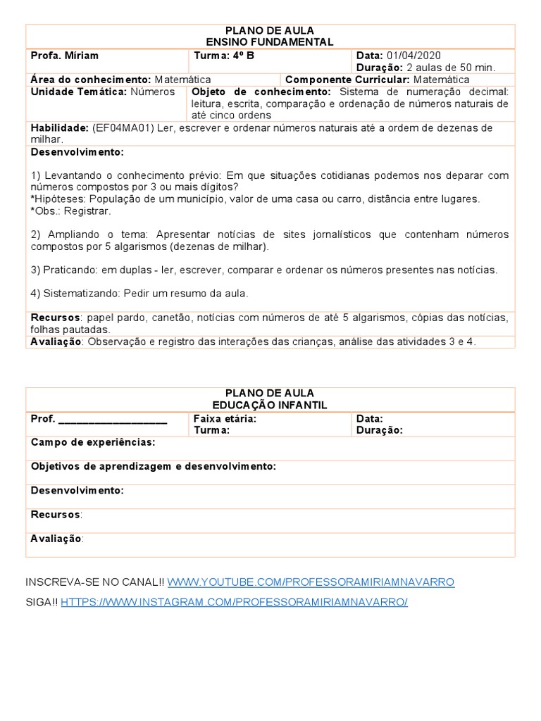 Plano de Aula BNCC - Download | PDF