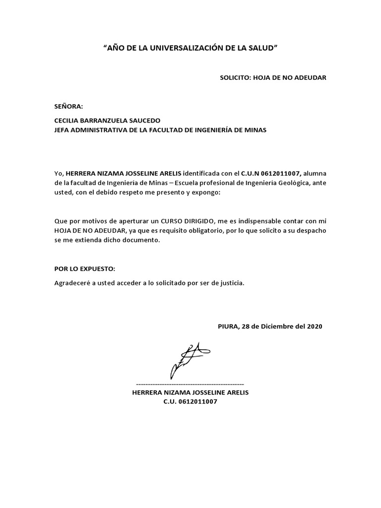 Solicitud Hoja No Adeudar | PDF