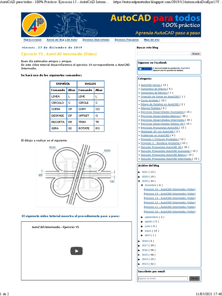 Ejercicio 15 - AutoCAD Intermedio (Video) | PDF